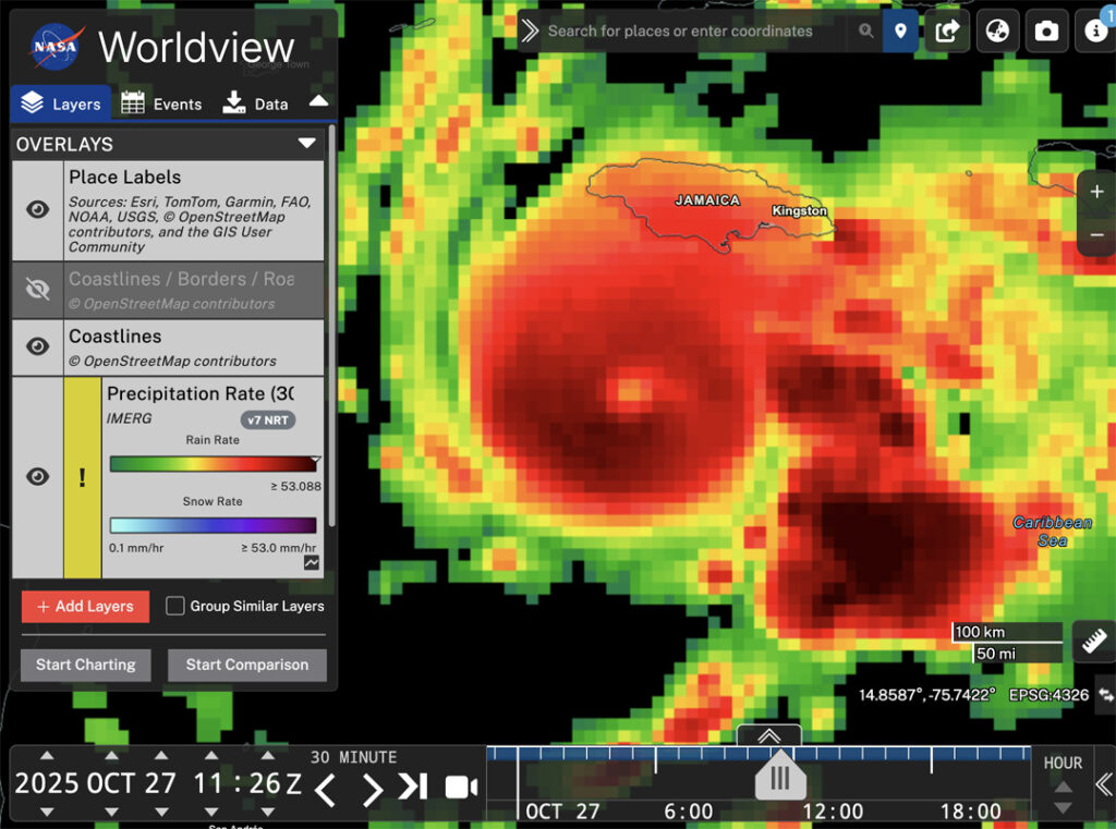 Large rainfall accumulation from Hurricane Melissa (2025) – Center for ...